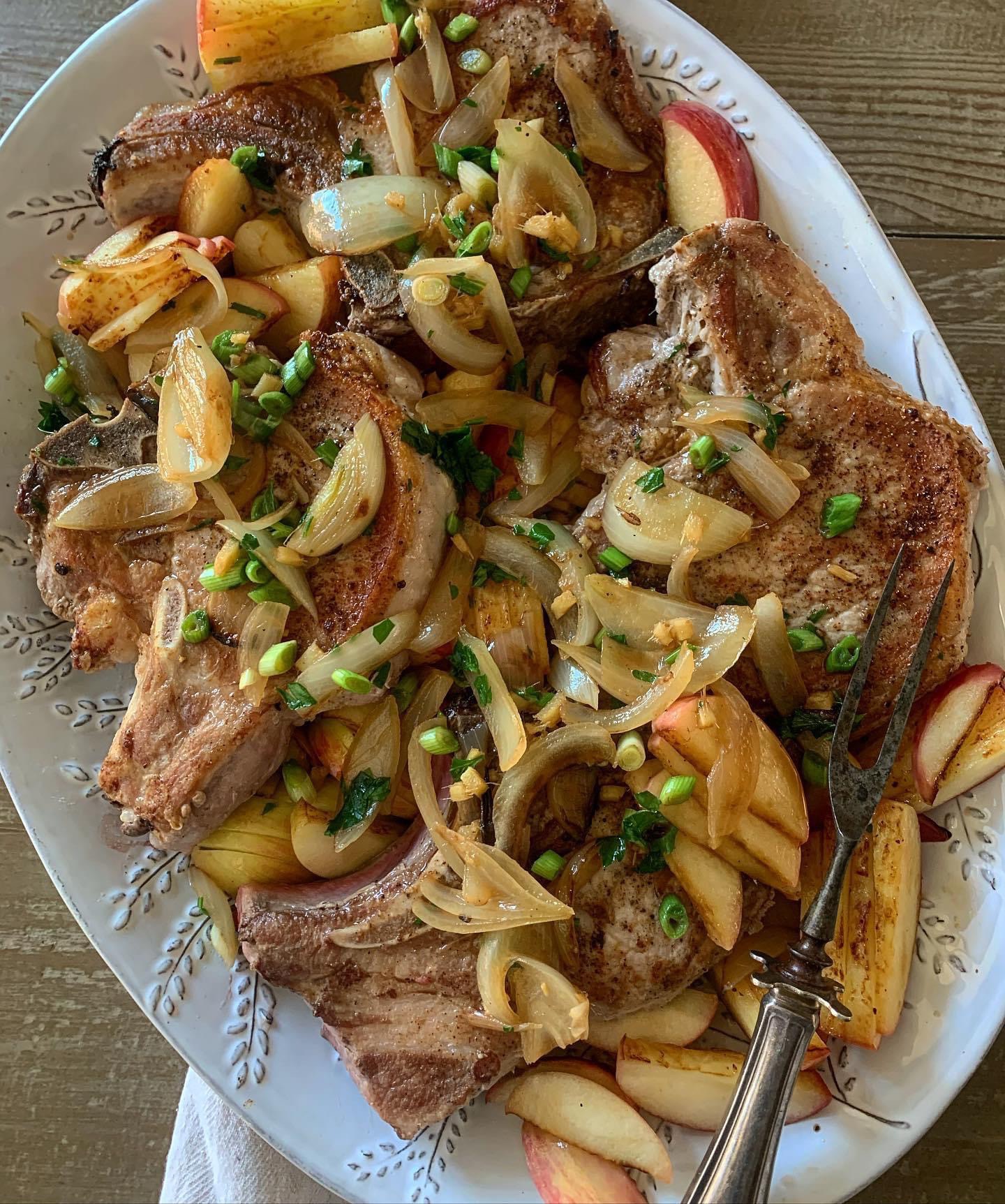 Ginger & Apple Roast Pork Chops - White Sparrow Food Company