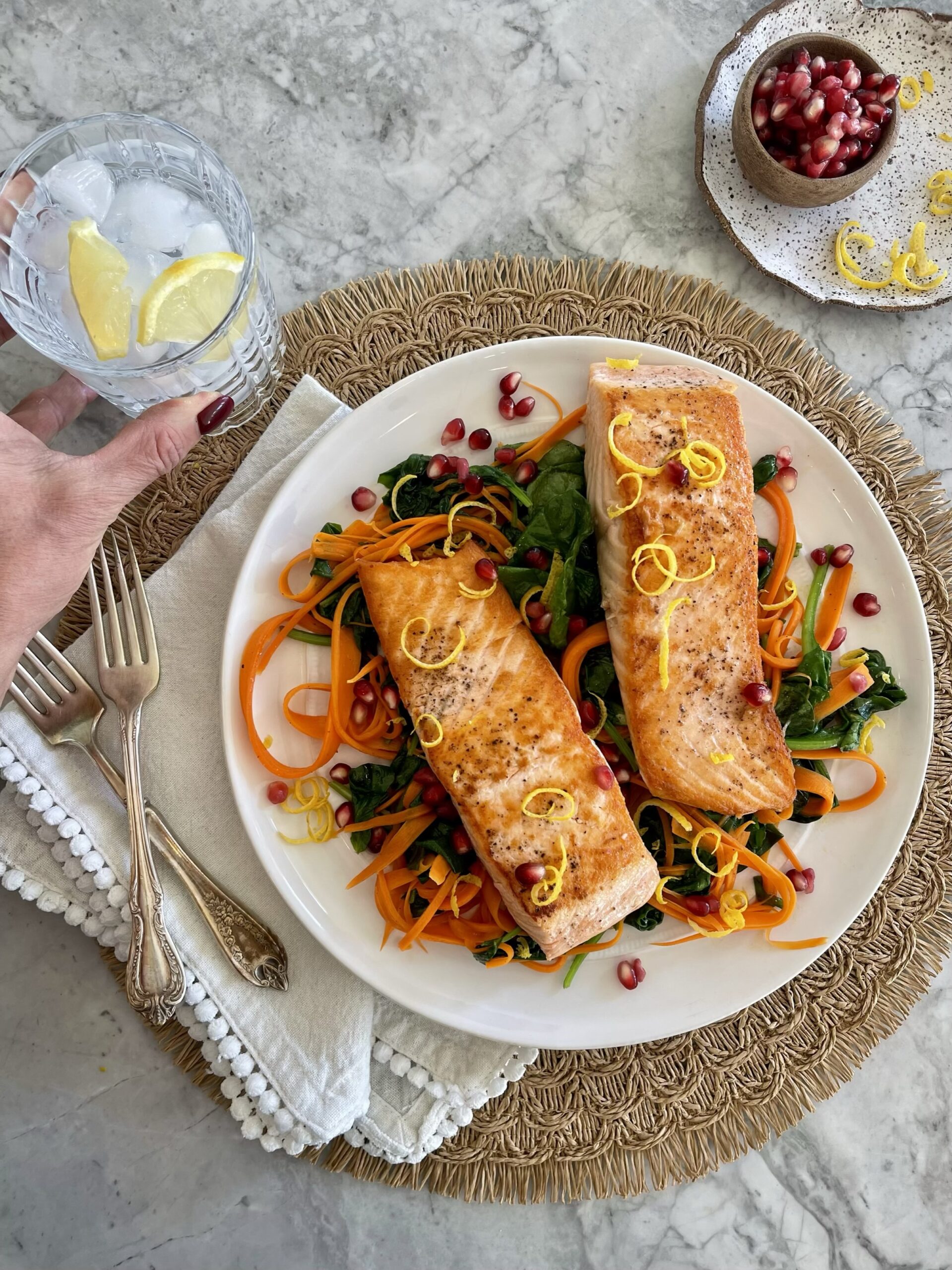 Lemon + Pomegranate Simple Pan Roast Salmon